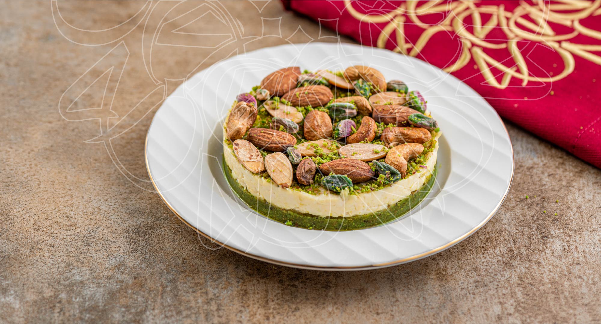 Buy Mafroukeh Pistachio Dessert With Cream In The UAE | AlHalabya Sweets