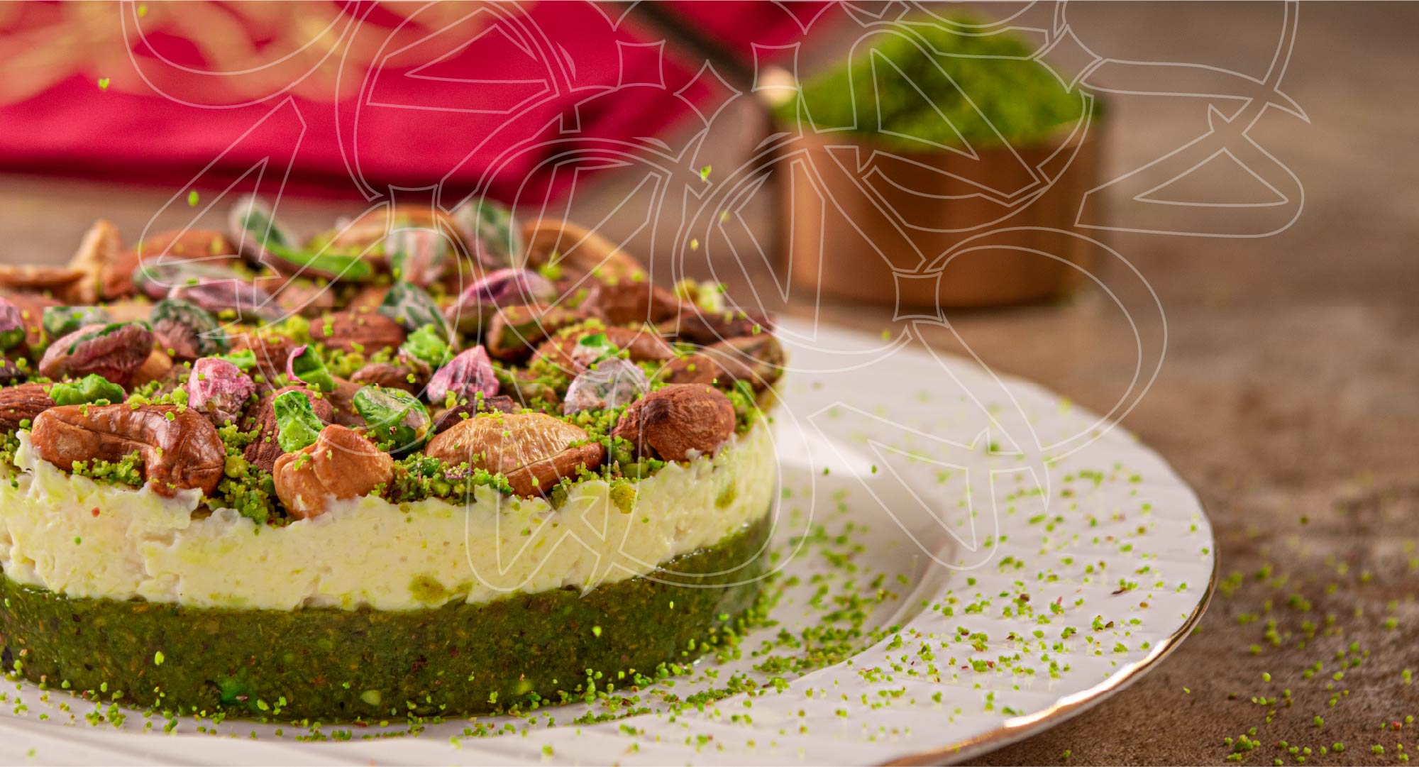Buy Mafroukeh Pistachio Dessert With Cream In The UAE | AlHalabya Sweets