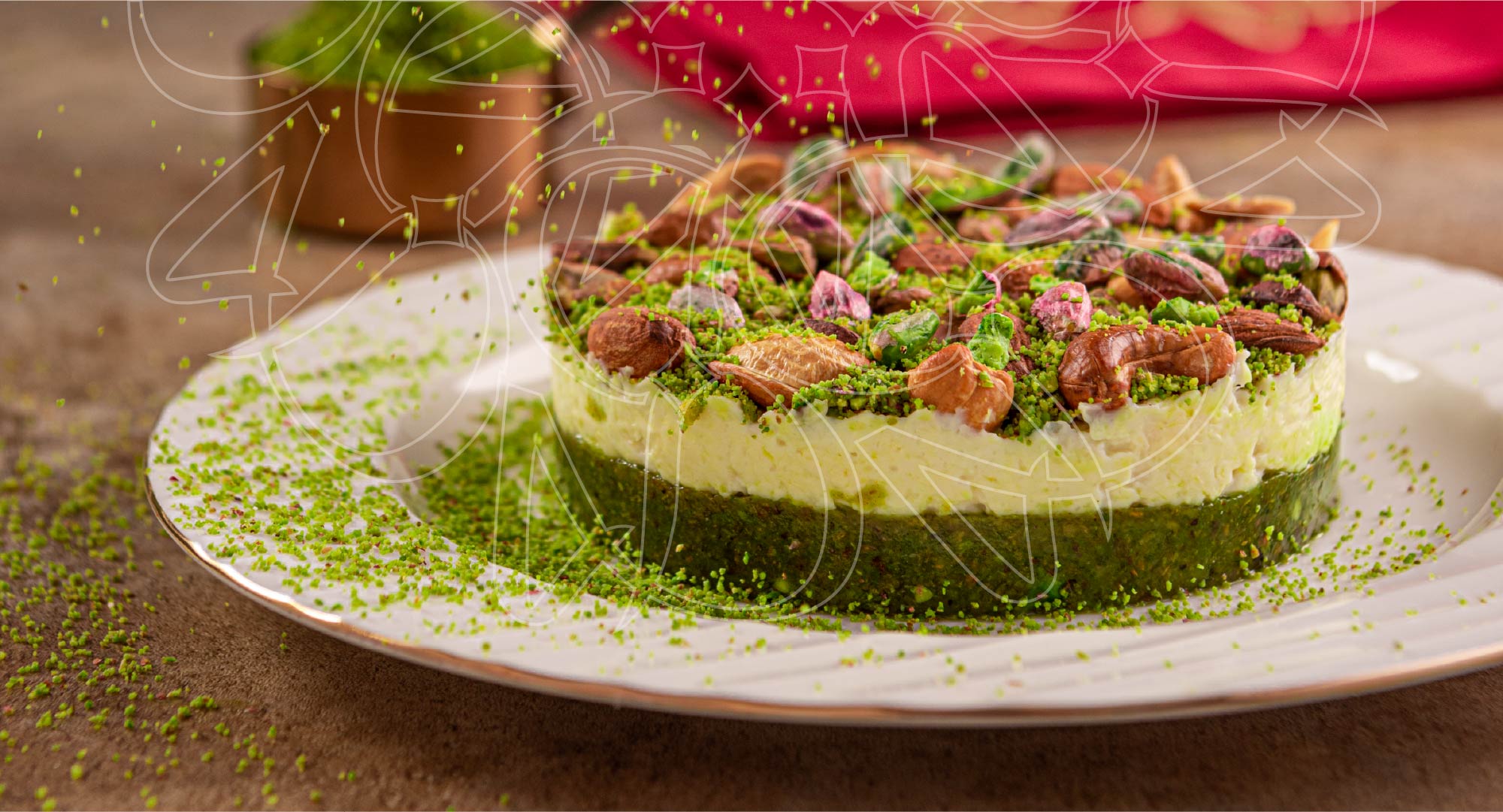 Buy Mafroukeh Pistachio Dessert With Cream In The UAE | AlHalabya Sweets
